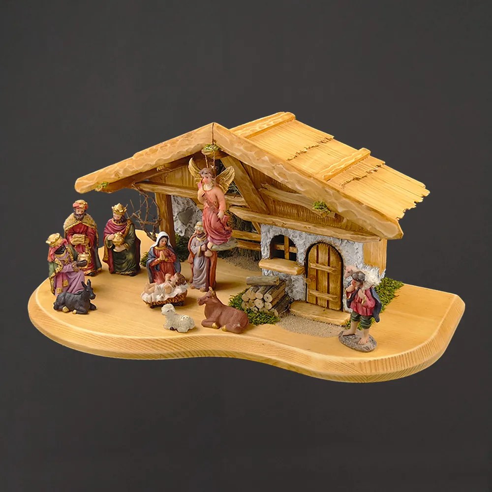 AMADEA Dřevěný betlém BEZ FIGUREK 45 cm