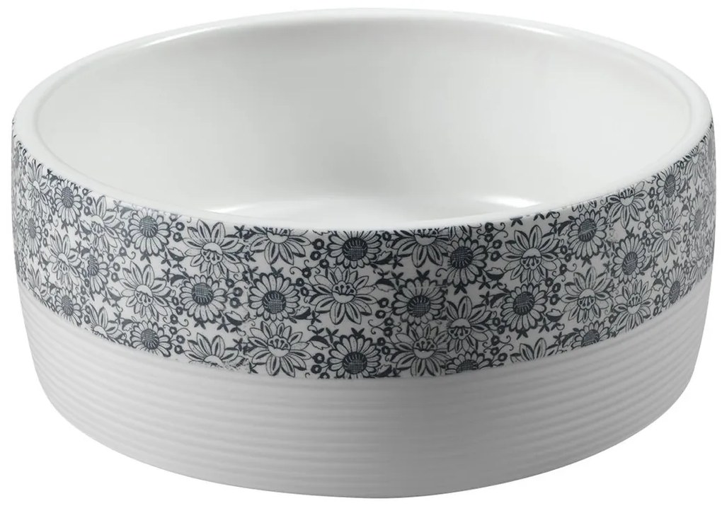Sapho, PRIORI keramické umyvadlo, průměr 41 cm, 15 cm, barva bílá s modrou malbou, PI027