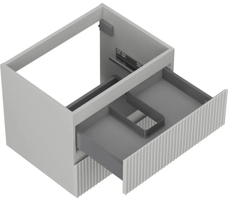 Mexen Rivel, koupelnová skříňka 60 cm, 2 zásuvky, drážkovaná, matná šedá, 91A20-06047-2-BFF62