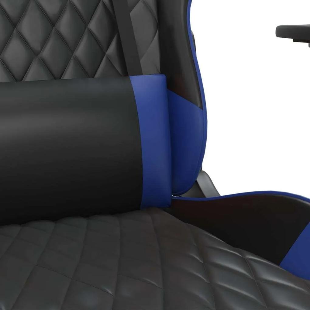 vidaXL Masážní herní židle s podnožkou umělá kůže [345522] Barva: Černo-modrá