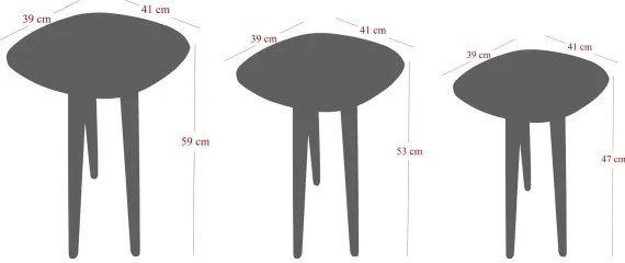 SADA 3x Odkládací stolek TYN hnědá