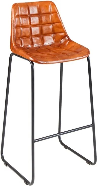 Inviro Barová židlička OBELO hnědá kůže/ocel