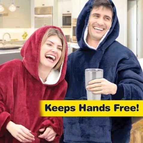 VERK Deka s rukávy a kapucí Huggle Hoodie - šedá