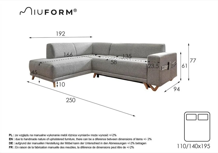 Světle šedá rozkládací/s úložným prostorem rohová pohovka (levý roh/do L) Classy Sophie – Miuform