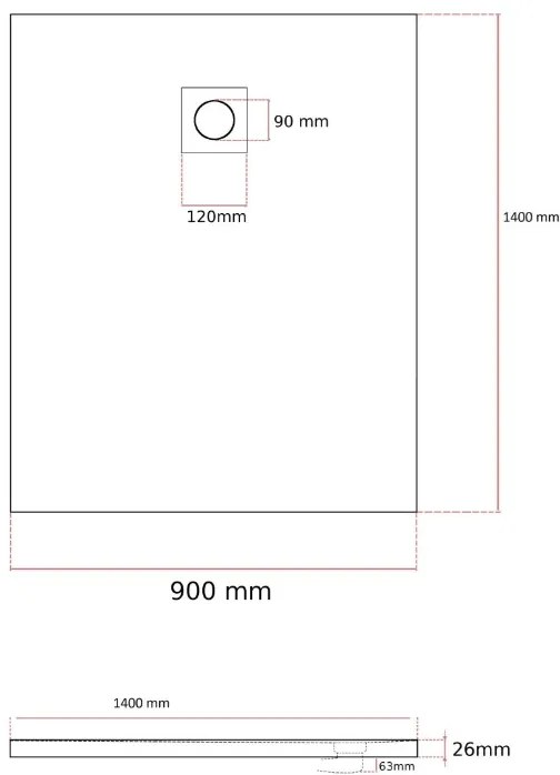 Gamma Erga Oldaf, SMC obdélníková sprchová vanička 140 x 90 cm, černá matná, ERG-GMA-OL-90140BK