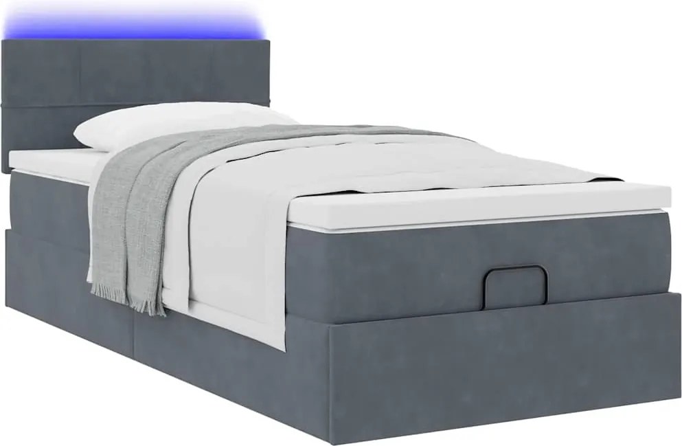 Osmanský rám postele s matrací tmavě šedá 80x200cm samet 3312585