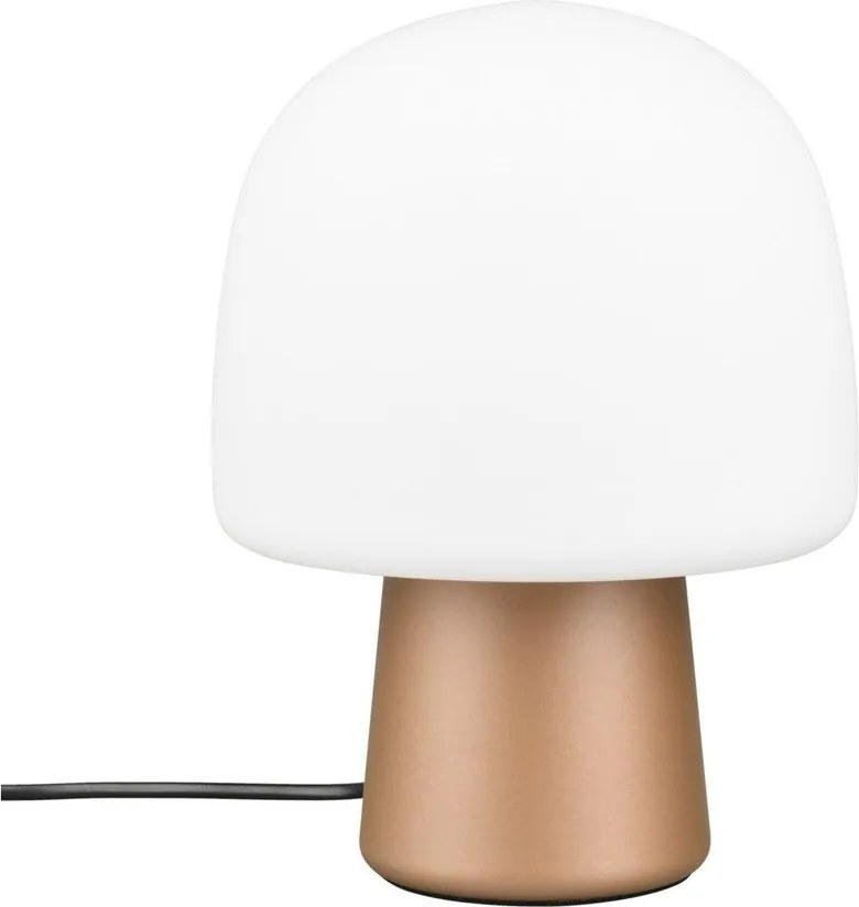 Stolní lampa v bílo-bronzové barvě se skleněným stínidlem (výška 27 cm) Steen – Trio