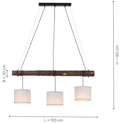Leuchten Direkt 11238-79 - Lustr na lanku BARK 3xE27/40W/230V