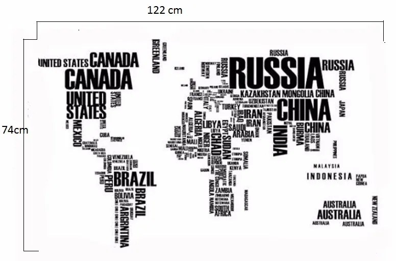 Živá Zeď Samolepka na zeď Mapa světa Velikost: 190 X 116 cm