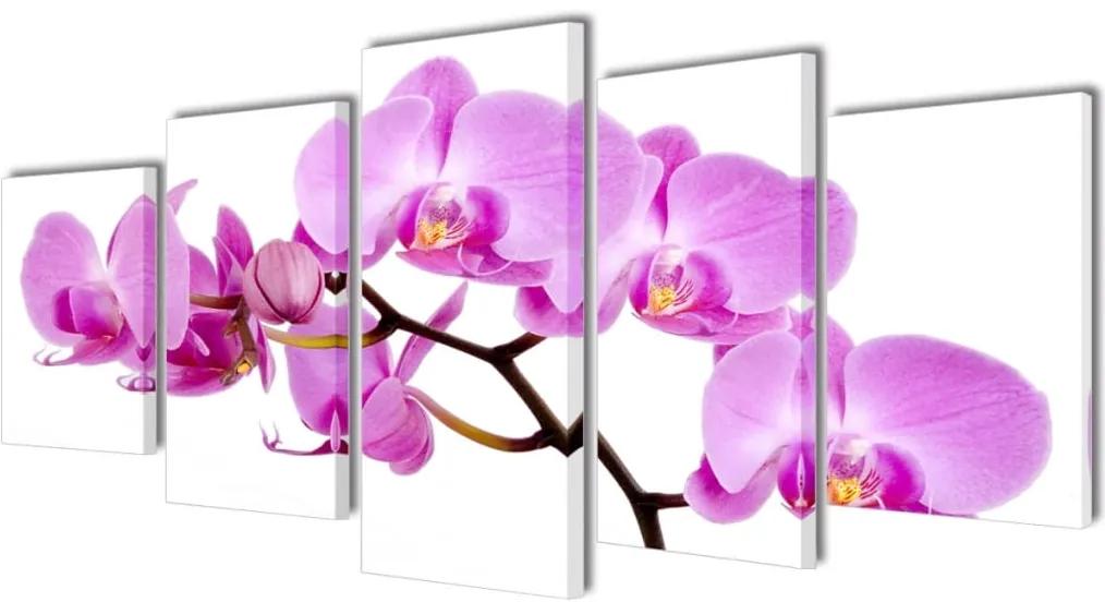 241571 vidaXL Sada obrazů, tisk na plátně, orchidej, 200 x 100 cm