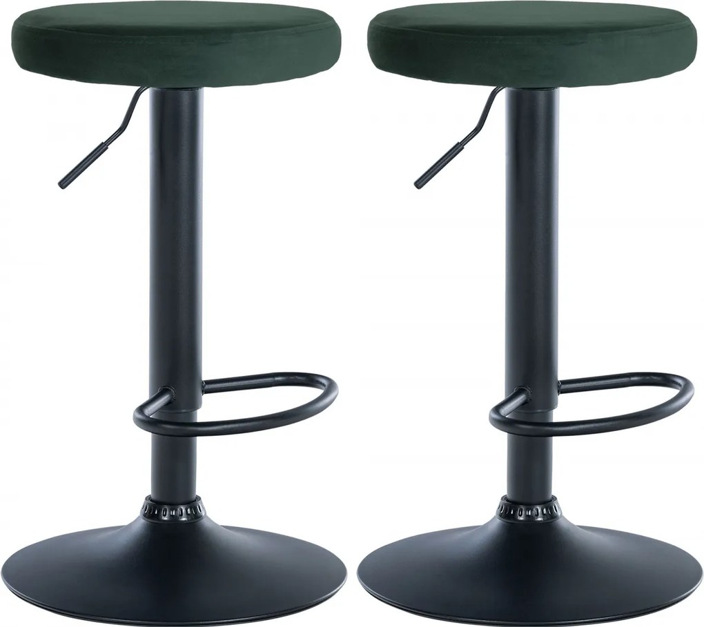 2x Barová židle Ponte - samet, černý rám - Zelená