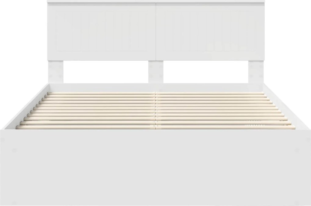 Rám postele s čelo Bílá 140 x 200 cm Masivní borové dřevo 3410591