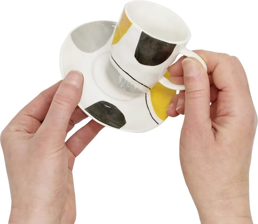 Porcelánový espresso šálek Elements s podšálkem, 120 ml – mačkaný vícebarevný design v přírodním stylu