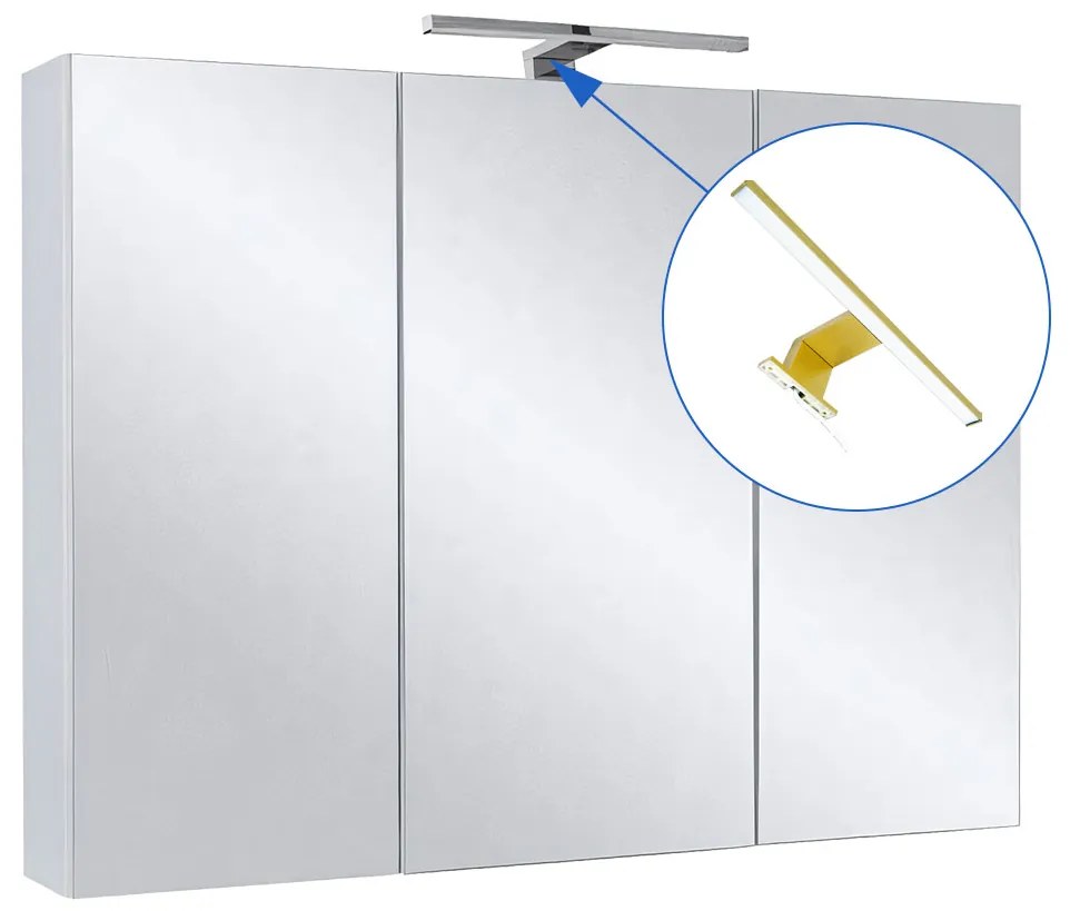 Comodo Zrcadlová skříňka Ticino 80 ZS LED-G s osvětlením Any LED 30 G, zlatá