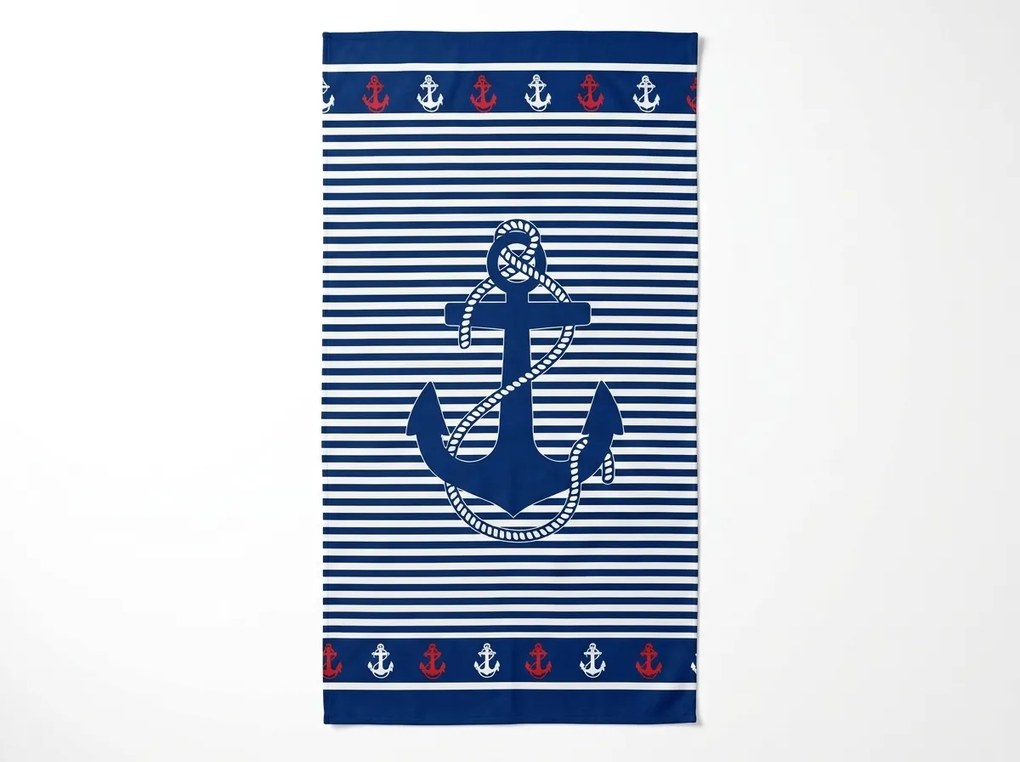 Rychleschnoucí plážová osuška MARITIMO modro-bílá 70 x 140 cm, 100% mikrovlákno
