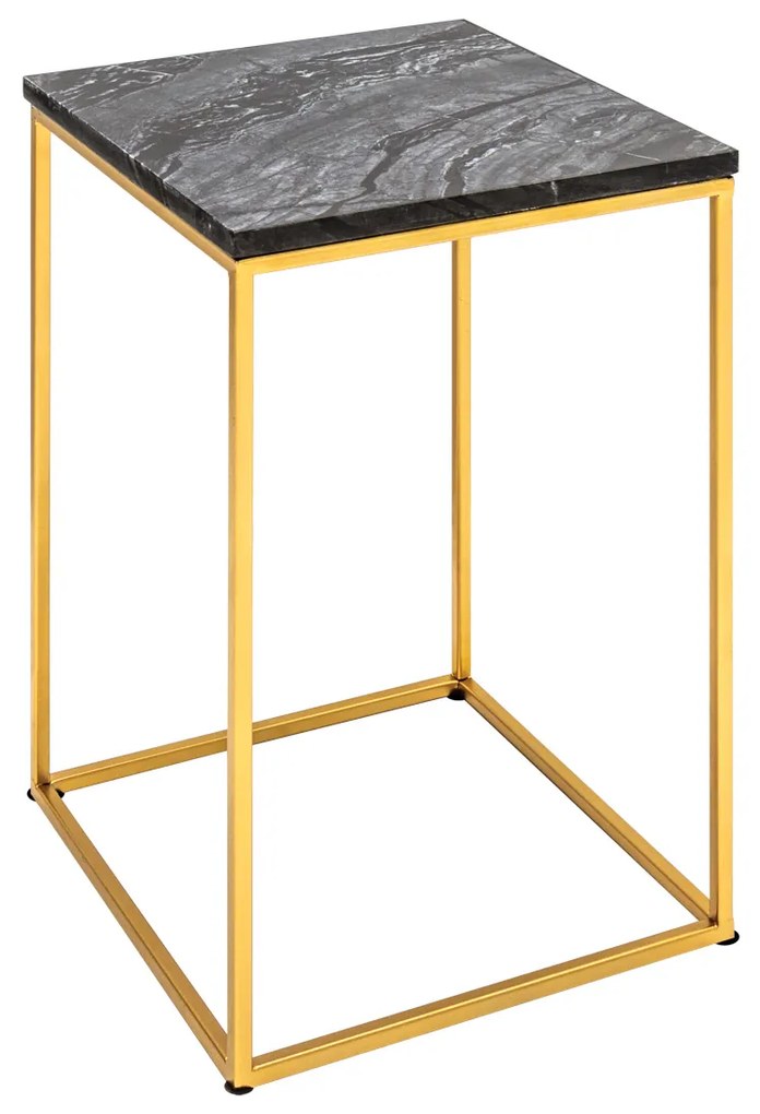 Noble Home Odkládací stolek Marero, černá mramor/zlatá