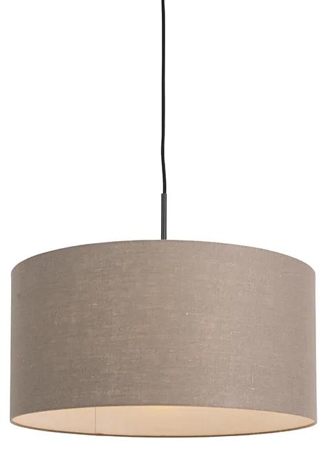 Venkovská závěsná lampa černá s hnědým odstínem 50 cm - Combi 1