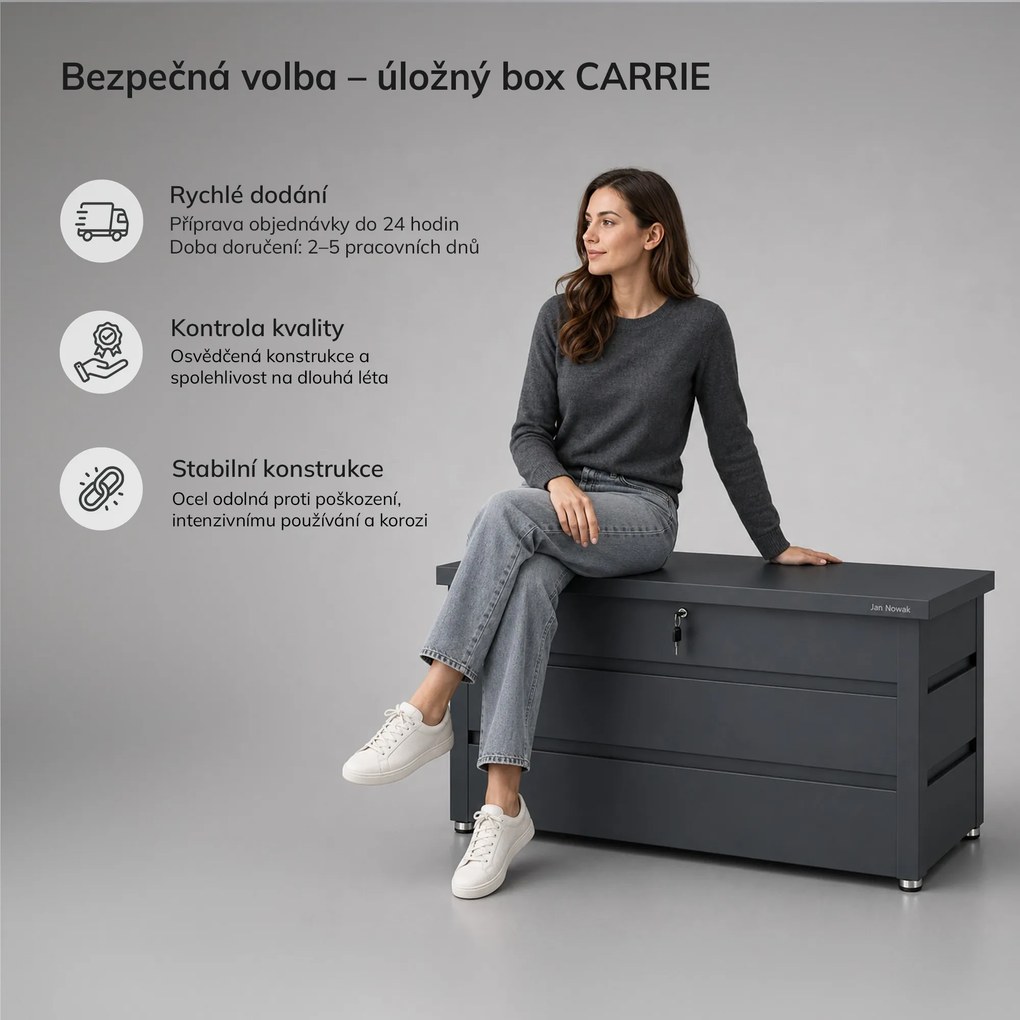 Velký zahradní a balkonový box antracitový: CARRIE 1190 x 520 x 587 mm
