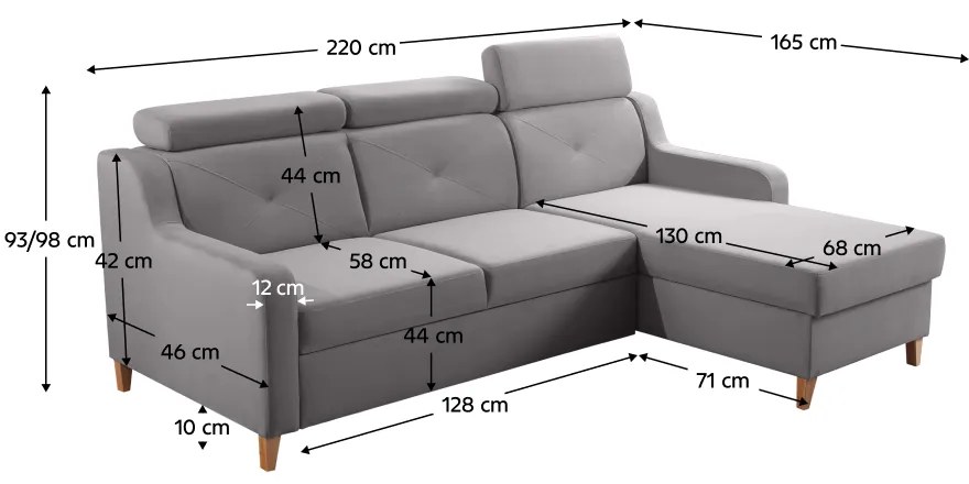 Kondela Rozkládací sedací souprava, světle šedá, pravá, ARABELLA