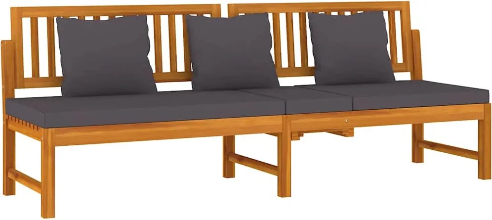 vidaxL Válenda s šedou poduškou 200 x 60 x 75 cm masivní akácie 312145