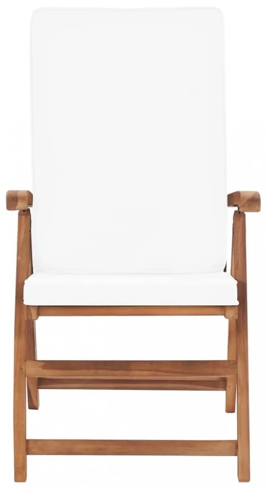 Polohovací zahradní židle 2 ks teakové dřevo Dekorhome Krémová