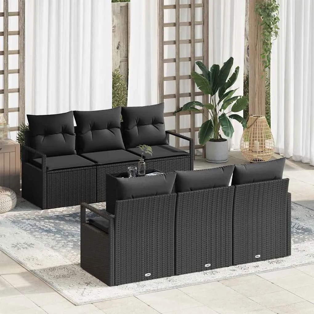 Set pohovek 7 ks 6-Počet míst Černá polyratan 3346273