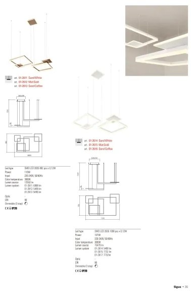 Redo 01-2616 - LED Stmívatelný lustr na lanku SIGUA LED/137W/230V CRI 90 hnědá
