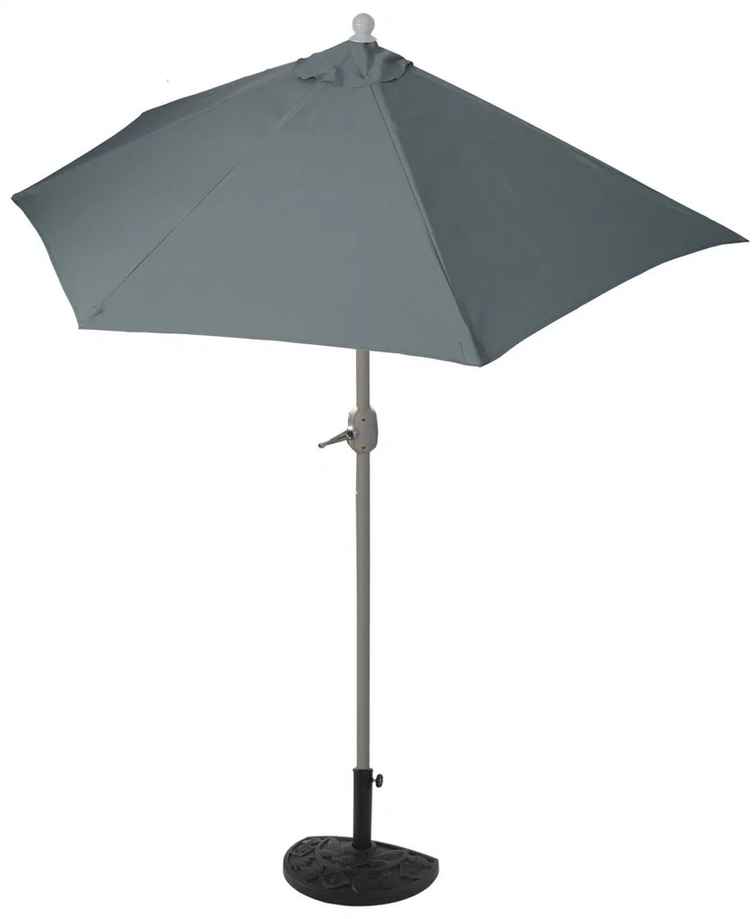 Slunečník půlkruh Parla - polyester/hliník - 270cm antracit se stojanem