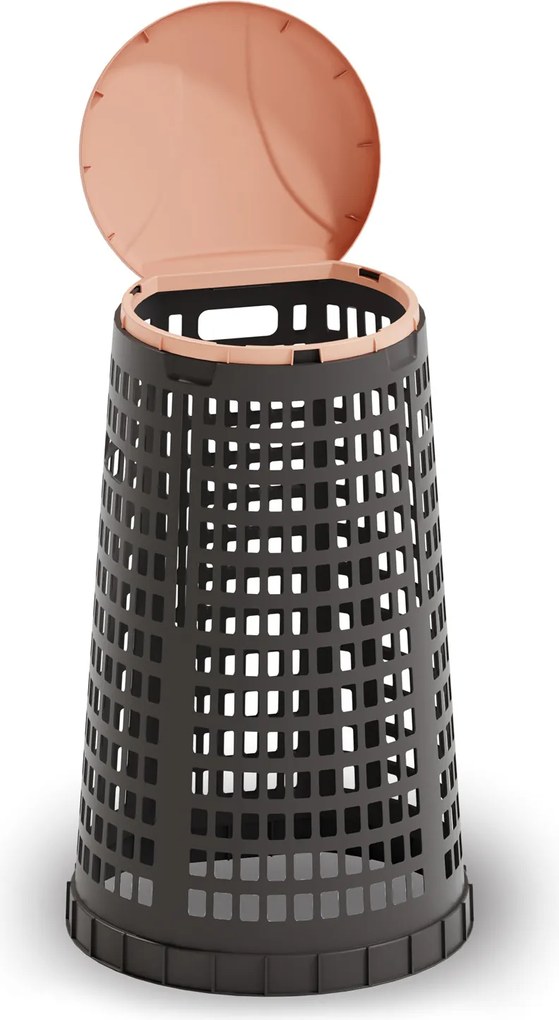 Plastový odpadkový koš na 120 l pytle, černý, červené víko