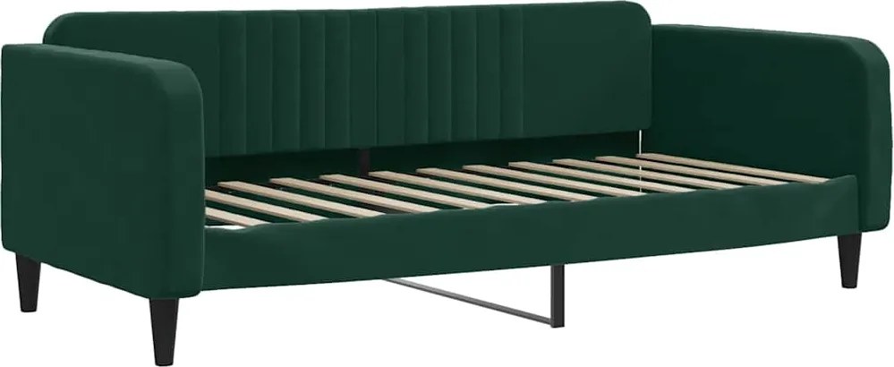 Válenda s přistýlkou a zásuvkami tmavě zelená 90 x 200 cm samet 3197137