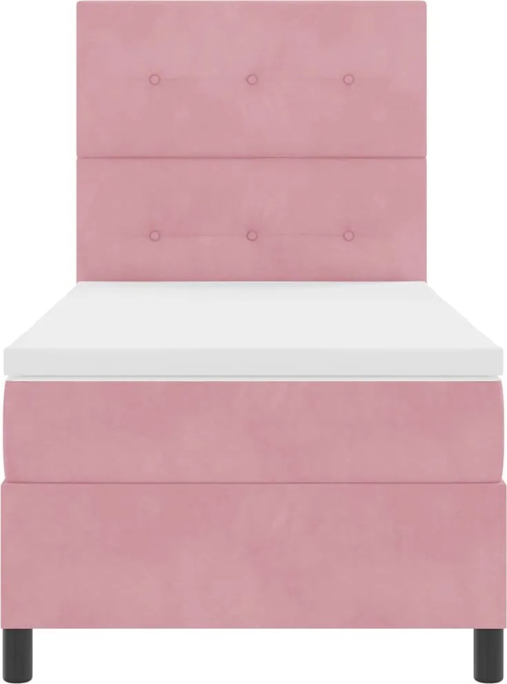 Postel s boxspringem s čelo Růžová 100 x 200 cm samet 3339817