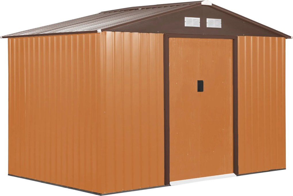 Outsunny zahradní království 4,9 m², zahradní domek s sedlovou střechou, posuvnými dveřmi a základem, 277 x 195 x 192 cm, zahradní nářaďovna vyrobená