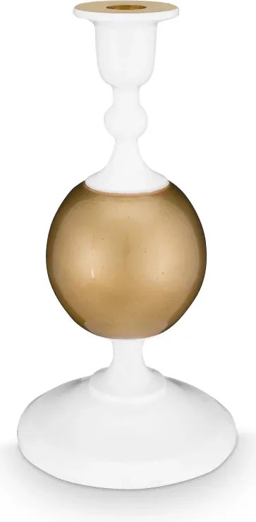 Pip Studio kovový svícen střední, bílo-zlatý (Kovový svícen 24 cm)