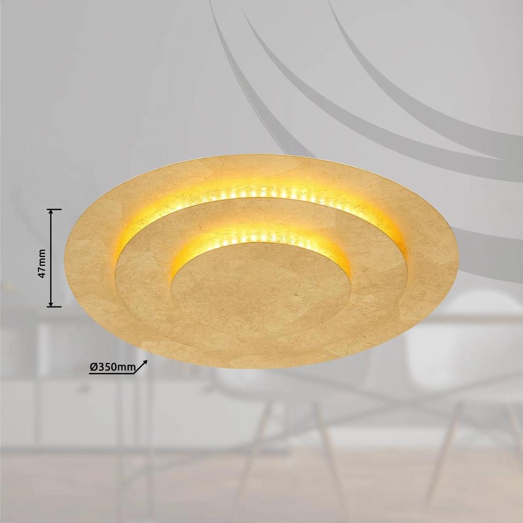 Stropní svítidlo Heda LED, Ø 35 cm, zlatá barva, kov
