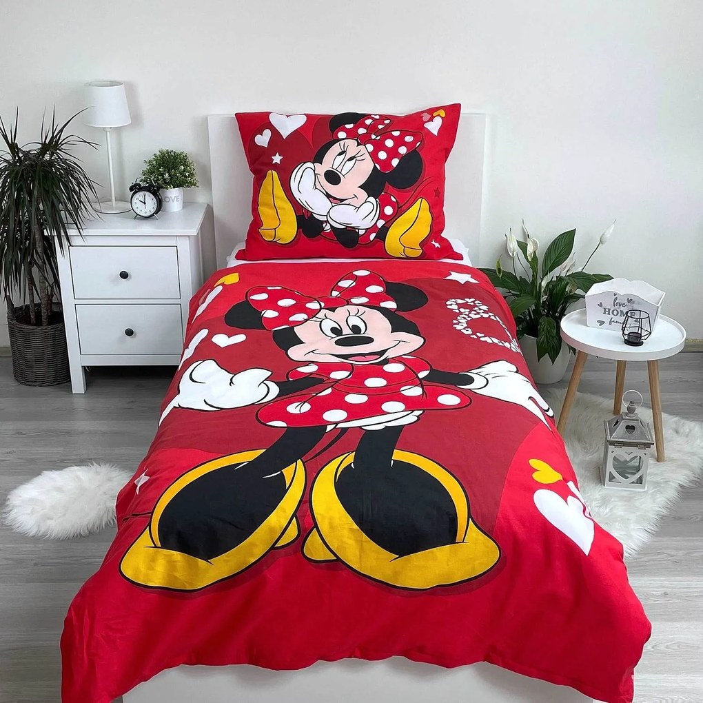 Jerry Fabrics Povlečení Minnie Red heart 140x200, 70x90 cm