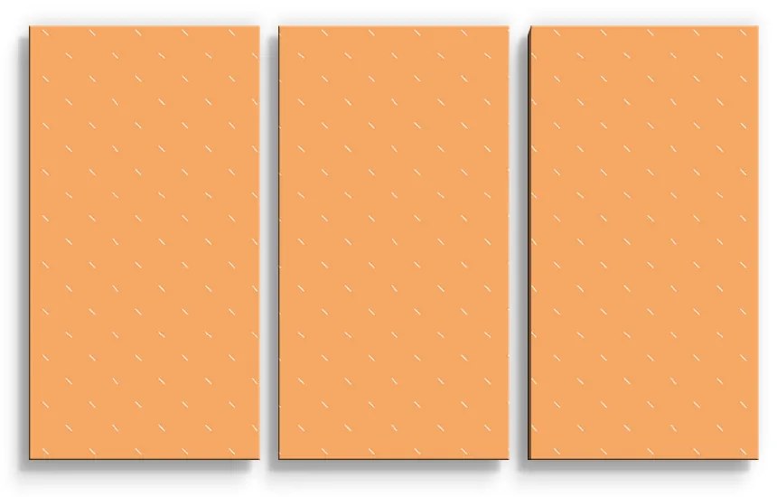Sablio Obraz - 3-dílný Bílé čárky na oranžové - 120x80 cm