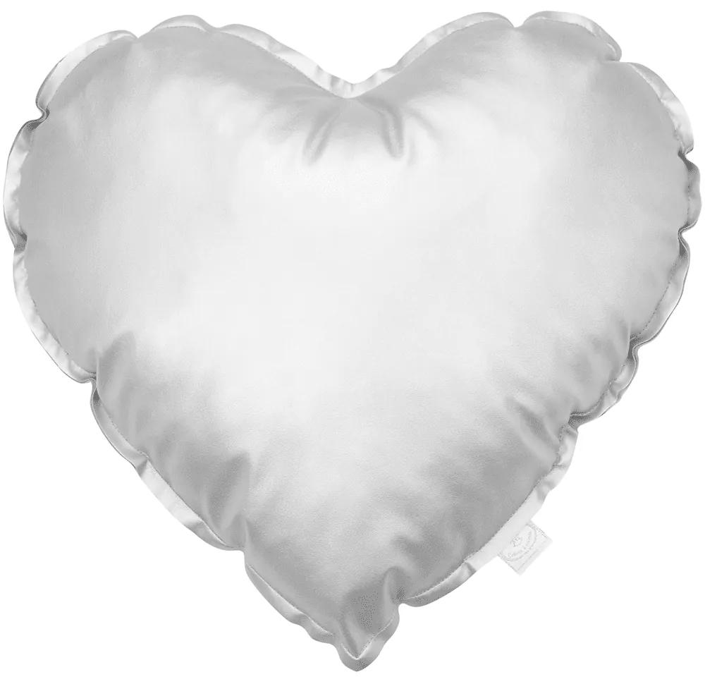 Lesklý polštář srdce stříbrná 42x26cm