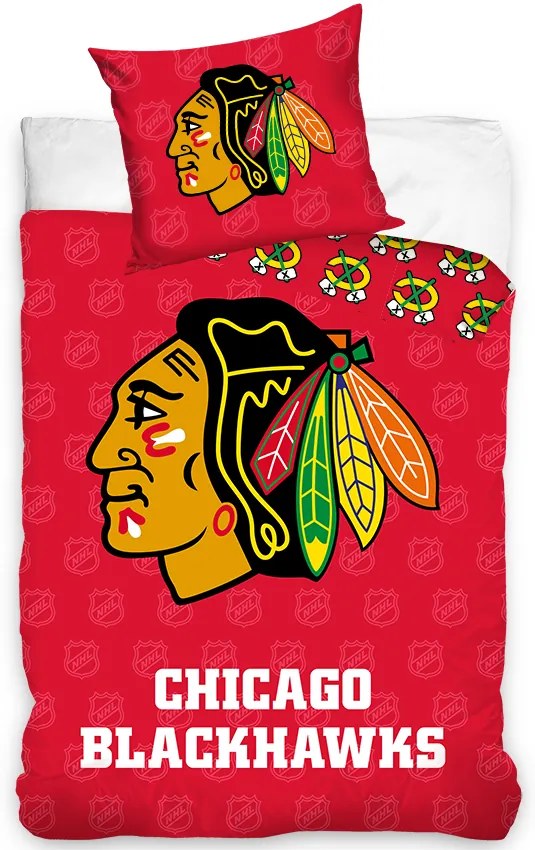 Hokejové povlečení NHL Chicago Blackhawks Shields Velikost: 135x200 + 80x80 cm