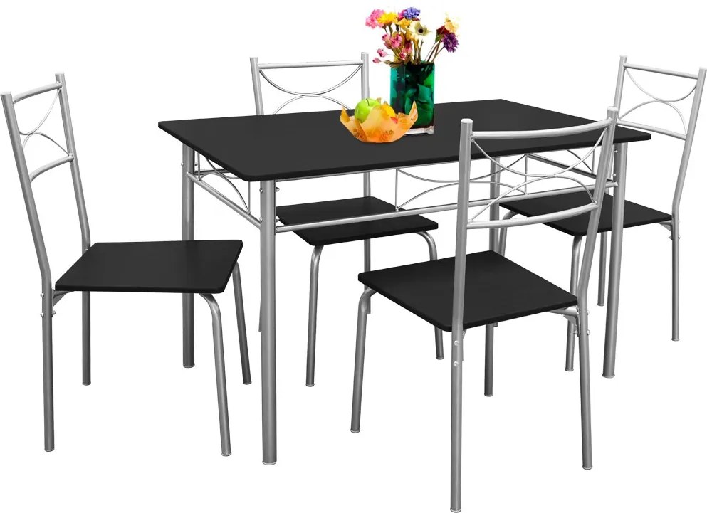 Jurhan & Co.KG Germany 5-dílná jídelní sestava »Paul« - jídelní stůl a čtyři židle - černá