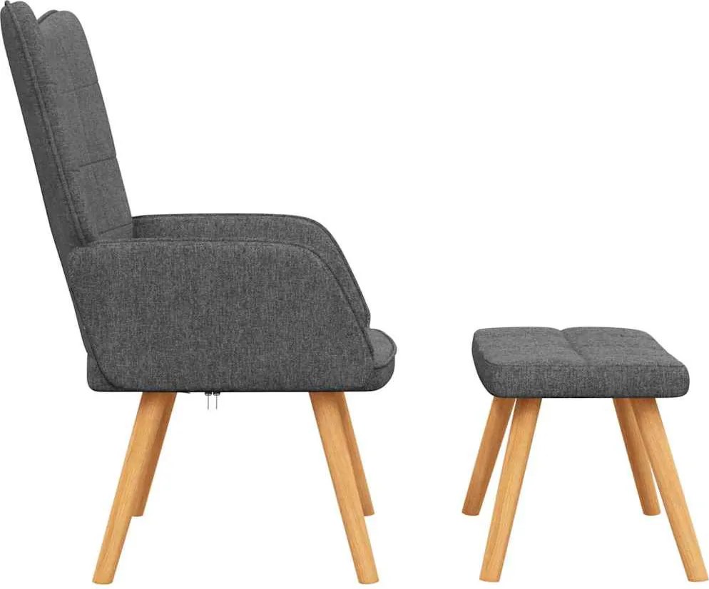 Relaxační křeslo se stoličkou tmavě šedé textil 327931