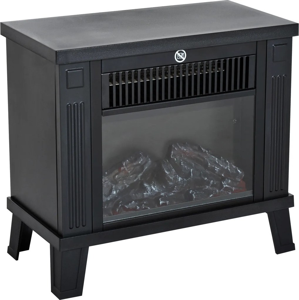 HOMCOM elektrický krb elektrická kamna stojící krb s efektem plamene 6001200W kov černý 34x17x31 cm pro příjemné večery |