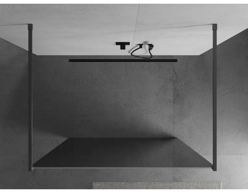 Mexen Kioto, sprchová zástěna Walk-In 100 x 200 cm, 8mm sklo vzor zrcadlo, grafitový profil, 800-100-002-66-50