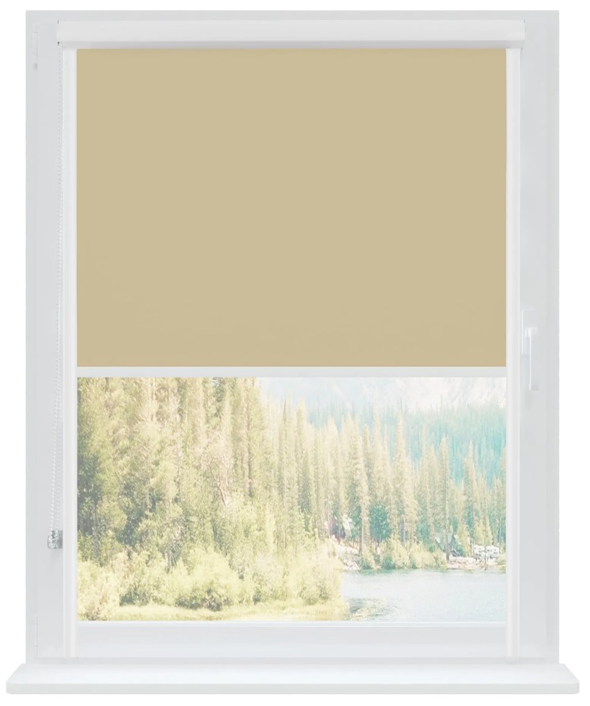 Dekodum Termoizolační roleta v bílé kazetě, barva látky Tan Silver Šířka (cm): 132, Výška (cm): Standardní (do 150 cm), Strana mechanismu: Levá