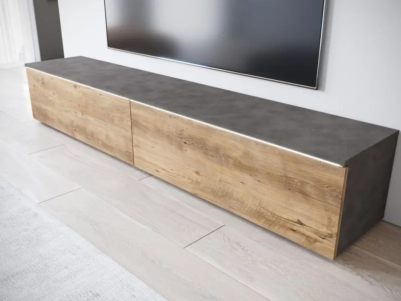 TV stolek Dlone 180, Barva: matera / breslau kaštan, Osvětlení: osvětlení LED - bílé