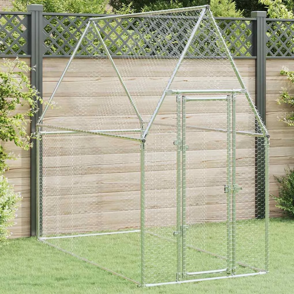 Klec pro kuřata stříbrná 200 x 100 x 190 cm pozinkovaná ocel 172550