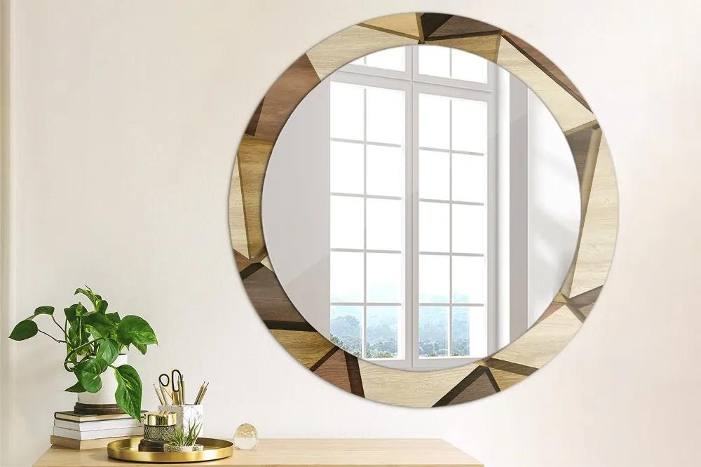 Kulaté dekorativní zrcadlo Geometrické 3d dřevo fi 80 cm