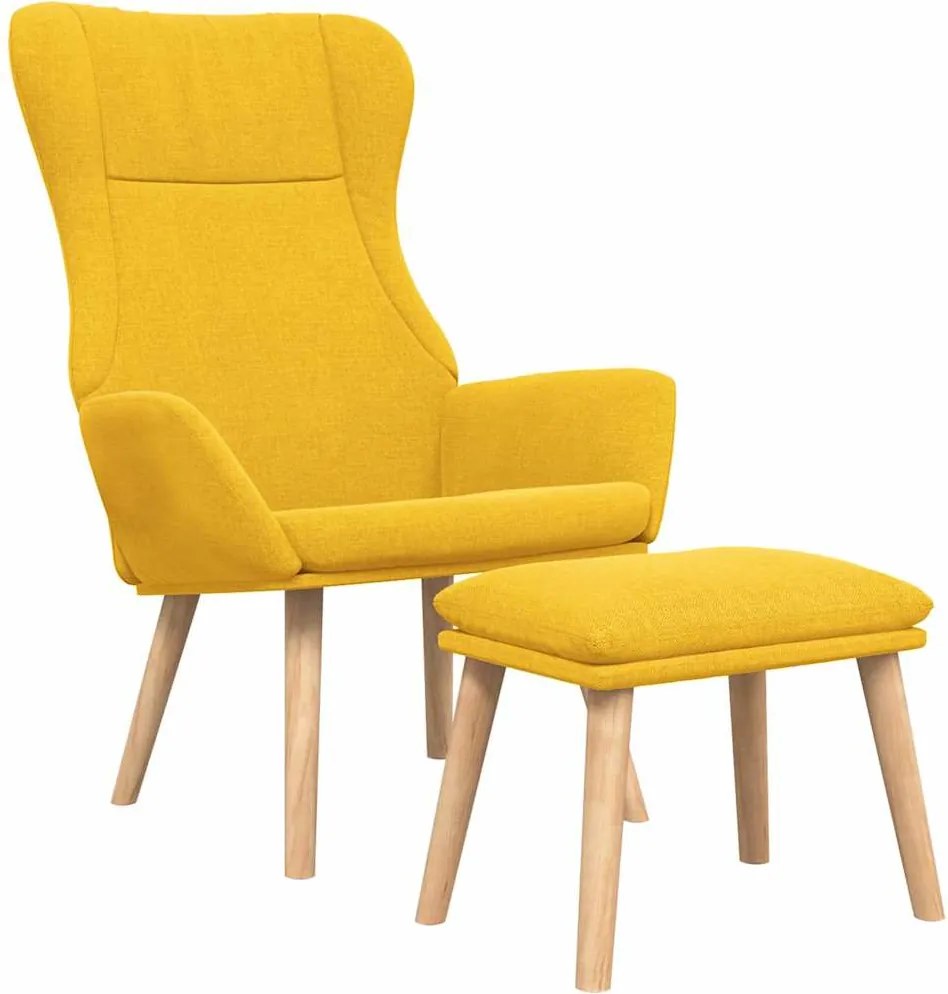 Relaxační křeslo s podnožkou hořčicově žluté textil 3097889