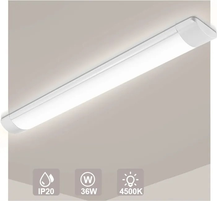 BERGE Sada 4 x povrchově montovaných LED svítidel 36W 120cm zářivkový panel pro garáž a dílnu