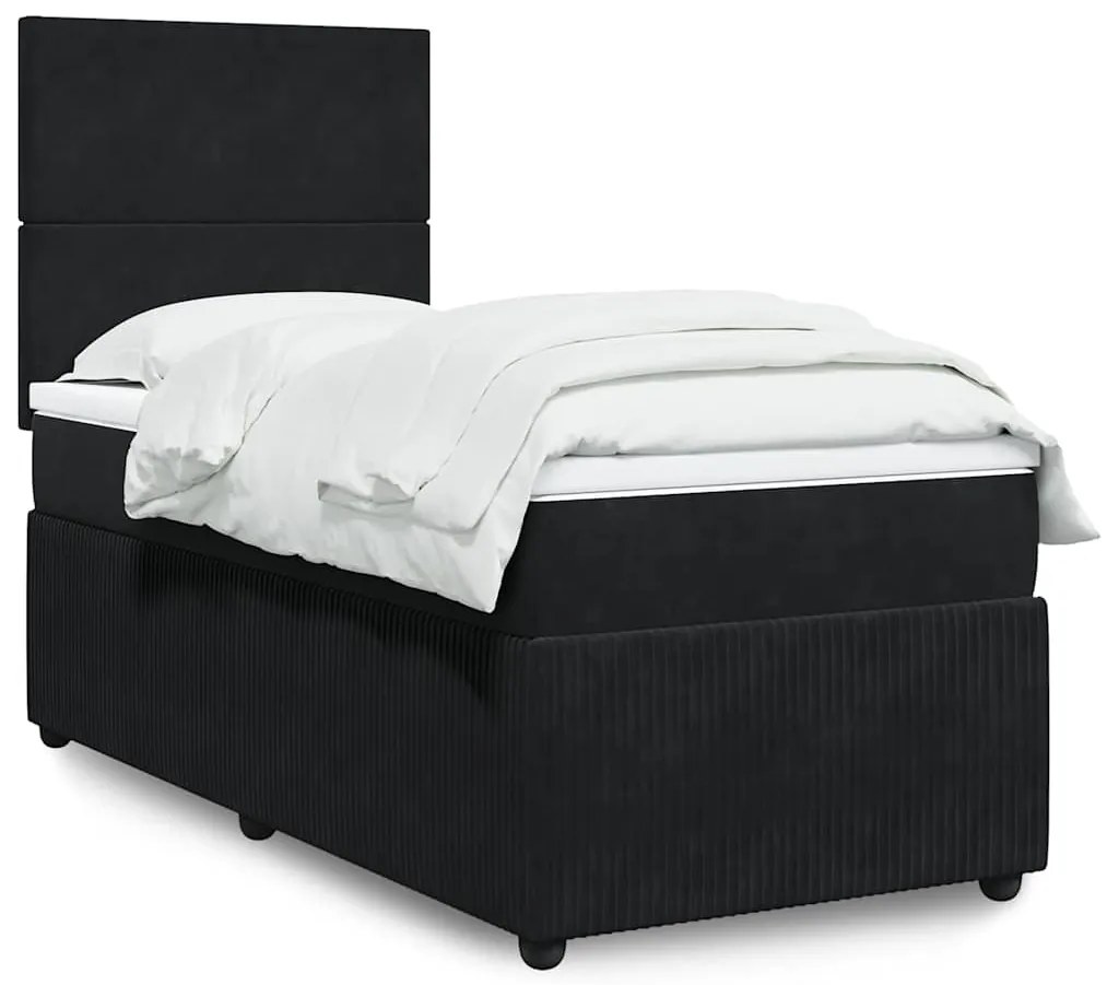Box spring postel s matrací černá 90x190 cm samet 3292210