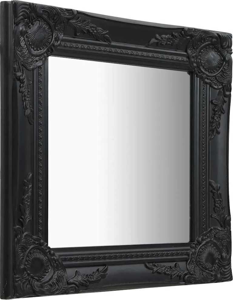 Nástěnné zrcadlo barokní styl 40 x 40 cm černé 320307